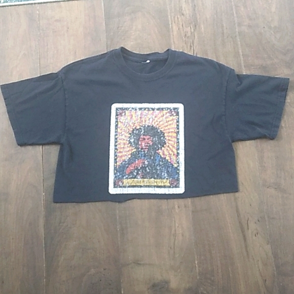 NO TAG | Tops | Vtg 9s Jimmy Hendrix Black Cropped Cotton Tee Womans ...